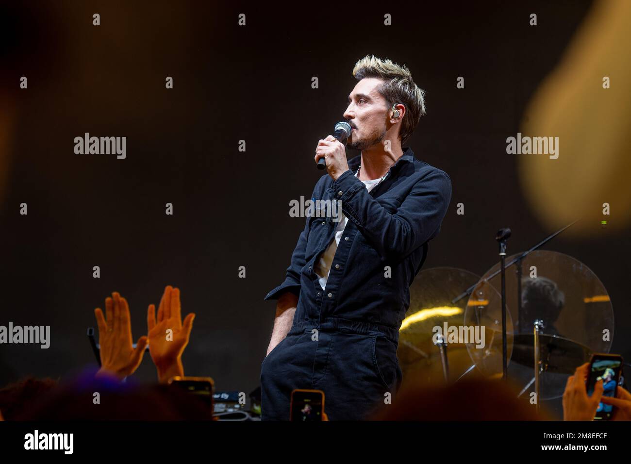 Moscow. The singer Dima Bilan during performance at a musical festival ...