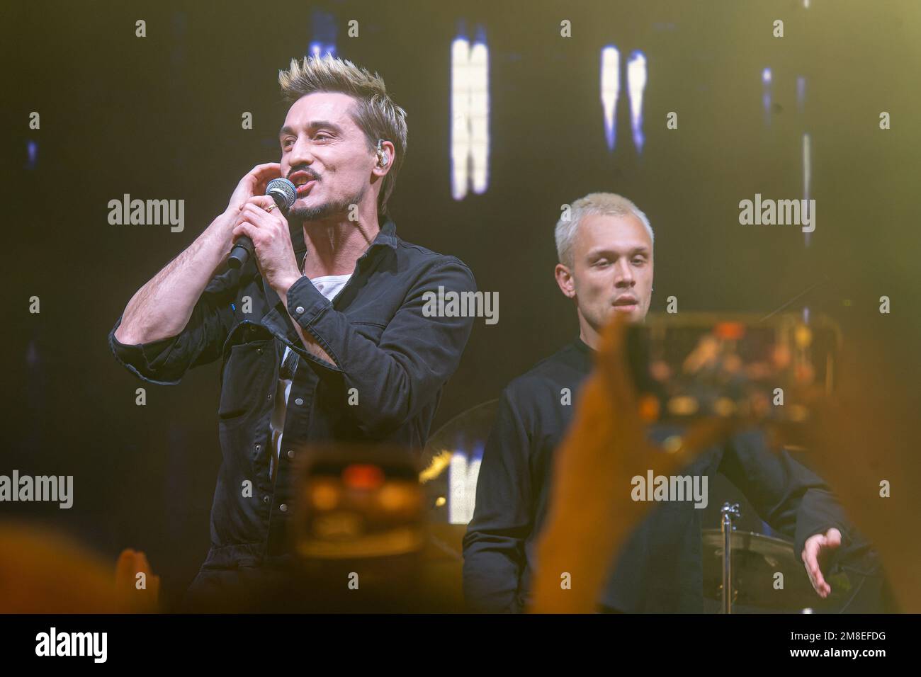 Moscow. The singer Dima Bilan during performance at a musical festival ...