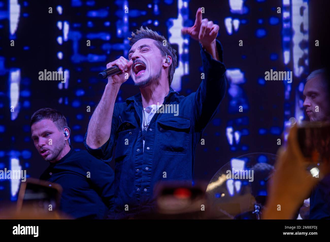 Moscow. The singer Dima Bilan during performance at a musical festival ...