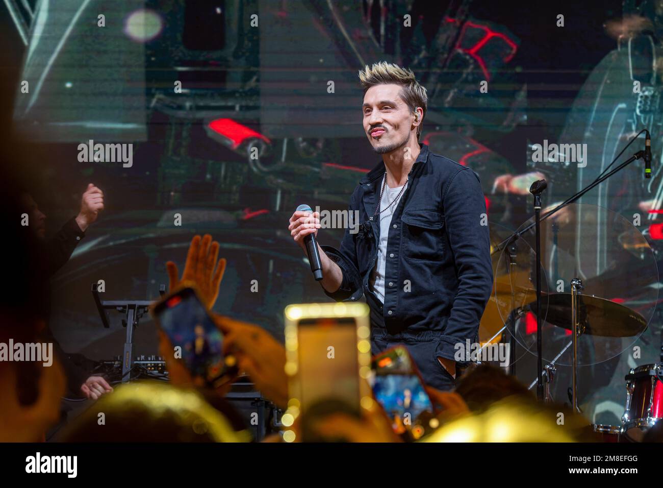 Moscow. The singer Dima Bilan during performance at a musical festival ...