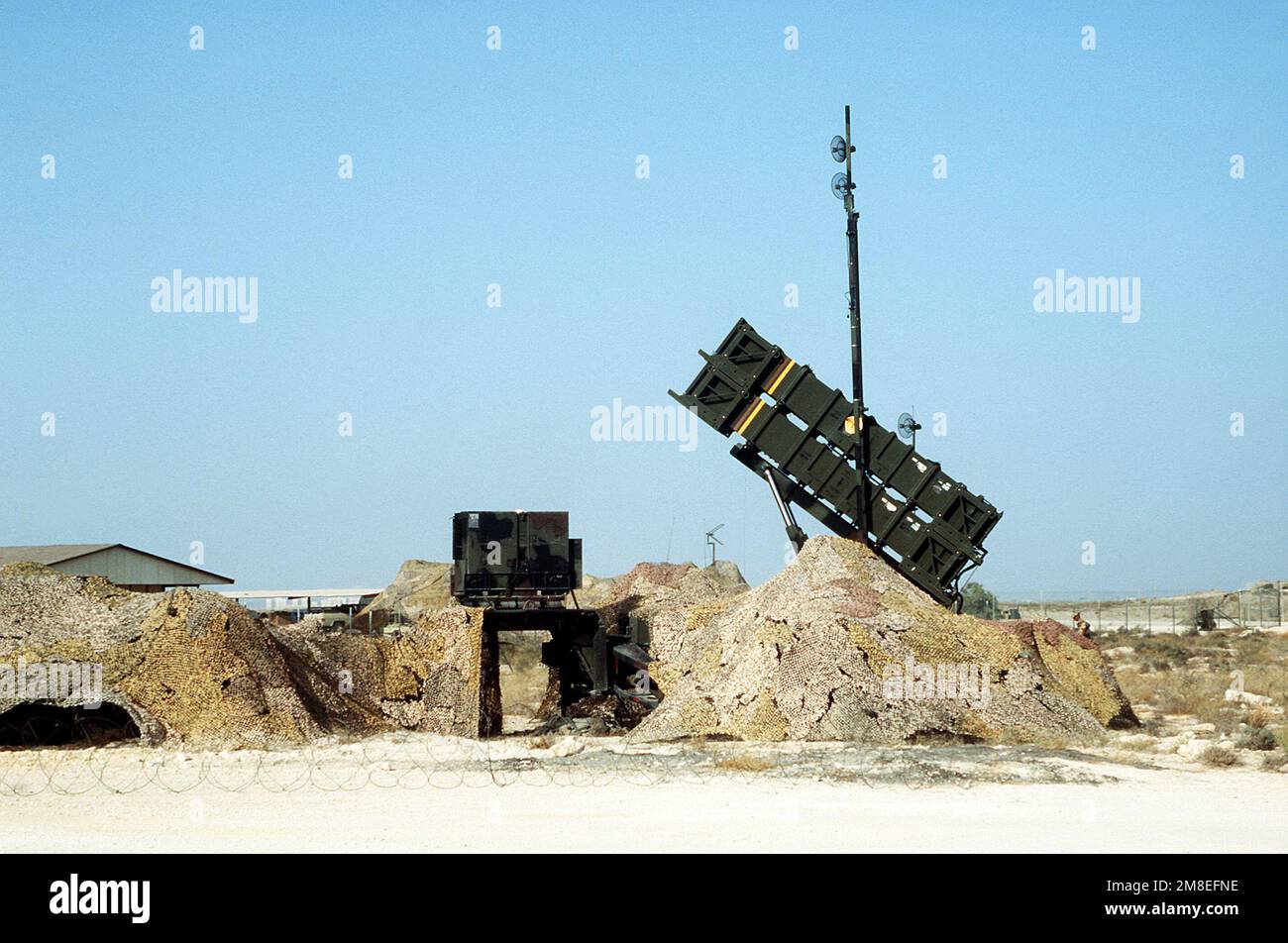 A view of a U.S. Army MIM-104 Patriot anti-aircraft missile site at an ...