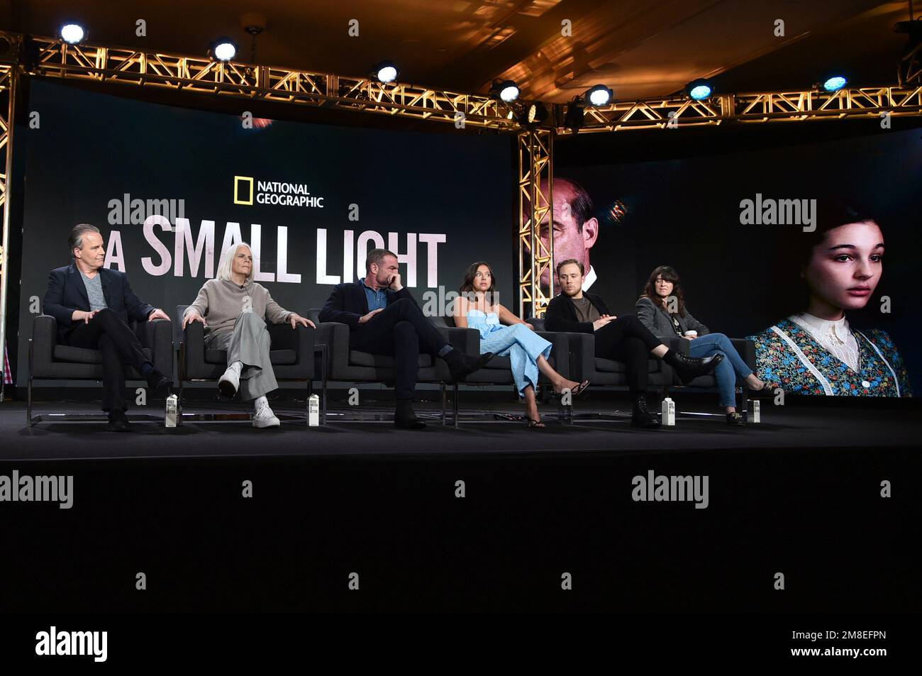 Joan Rater, from left, Liev Schreiber, Bel Powley, Joe Cole and Susanna ...