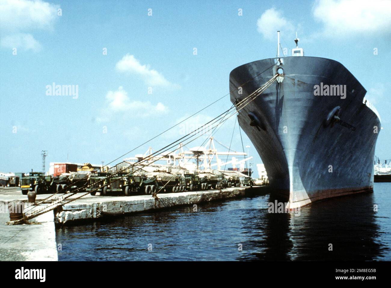 A bow view of the Military Sealift Command-chartered freighter CAPE ...