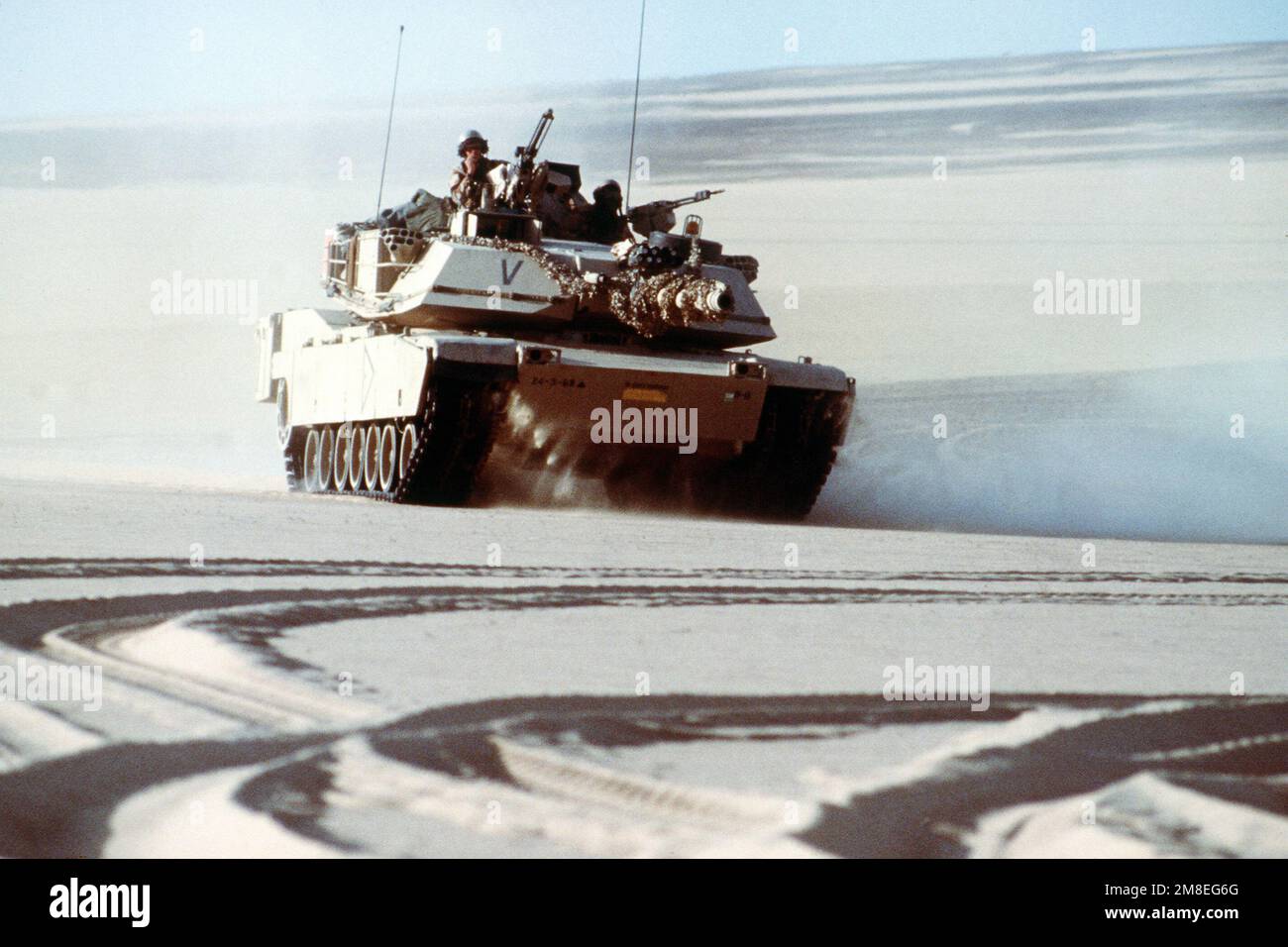 An M-1 Abrams main battle tank moves across the desert during exercise ...