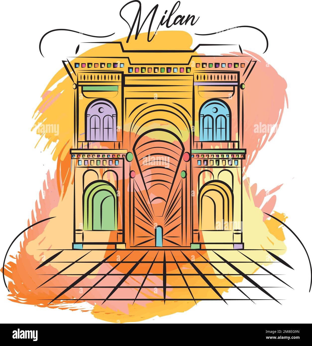 Watercolor sketch of Milan landscape Vector Stock Vector Image & Art ...