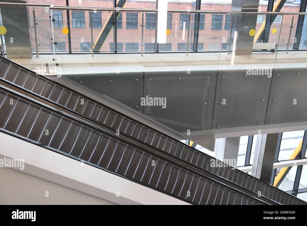 Moscow. The escalator of the Okruzhnaya station MTsD-1 on which on ...