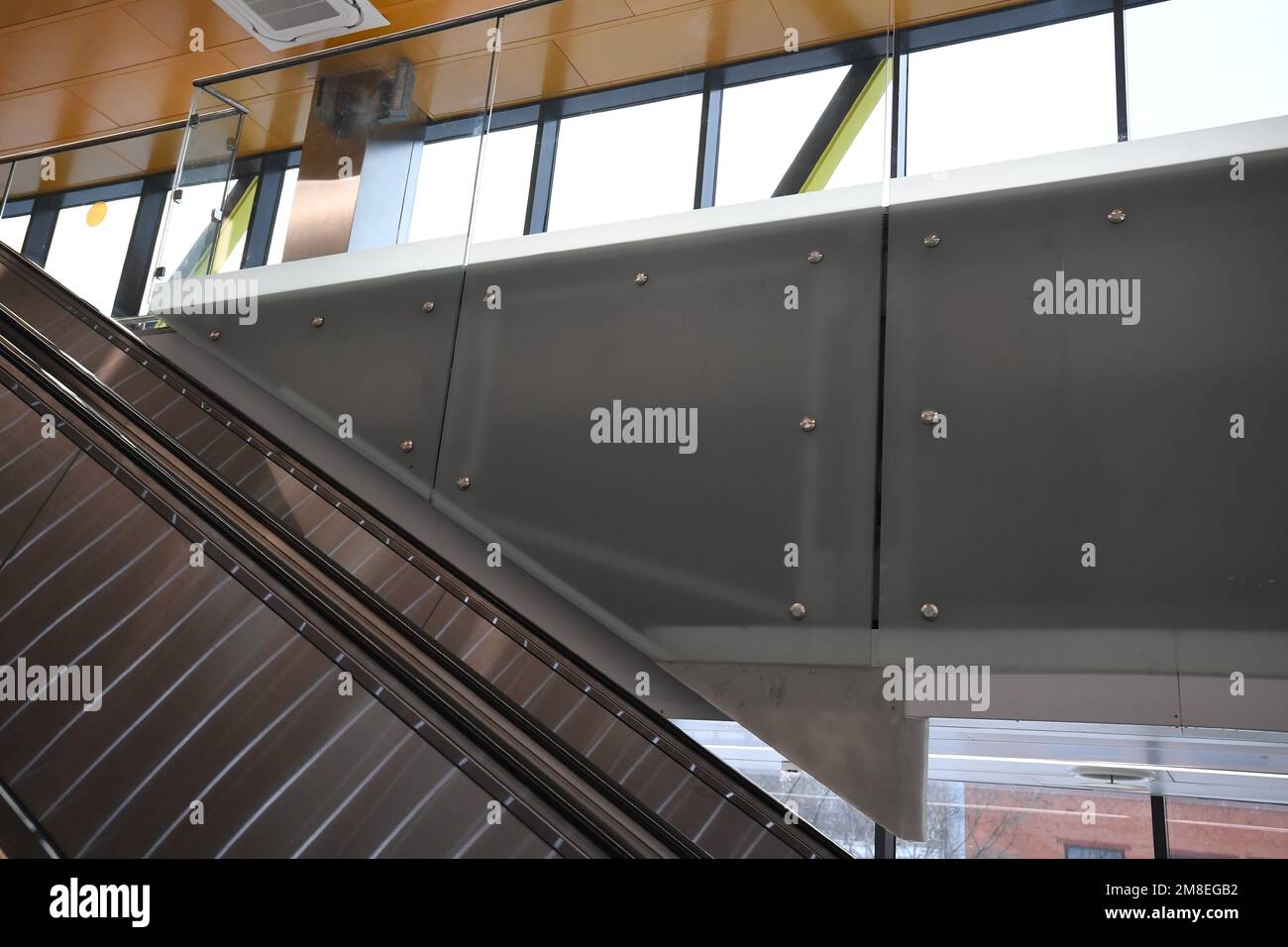 Moscow. The escalator of the Okruzhnaya station MTsD-1 on which on ...