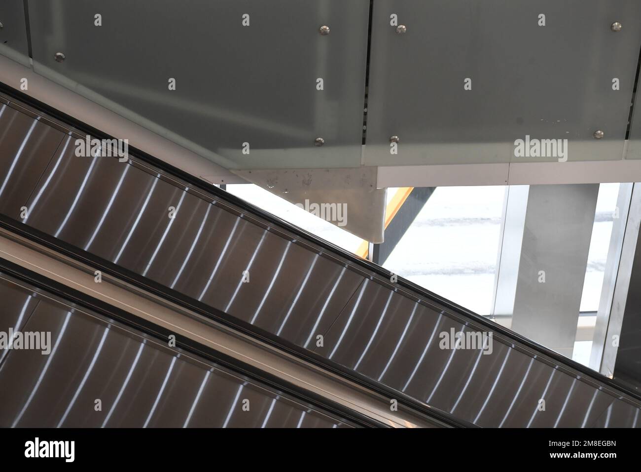 Moscow. The escalator of the Okruzhnaya station MTsD-1 on which on ...