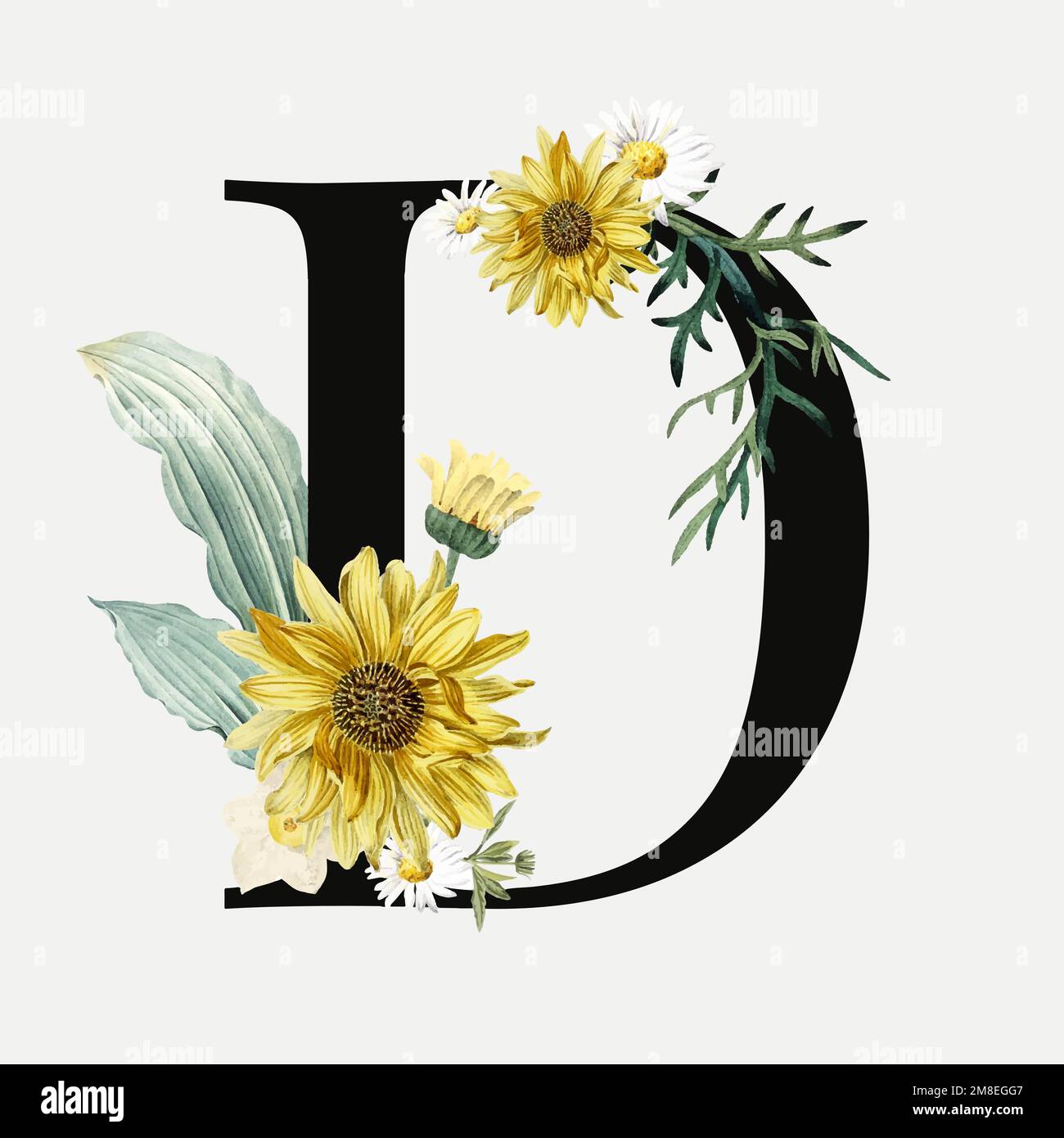 Vector floral alphabet d vector typography Stock Vector Image & Art - Alamy