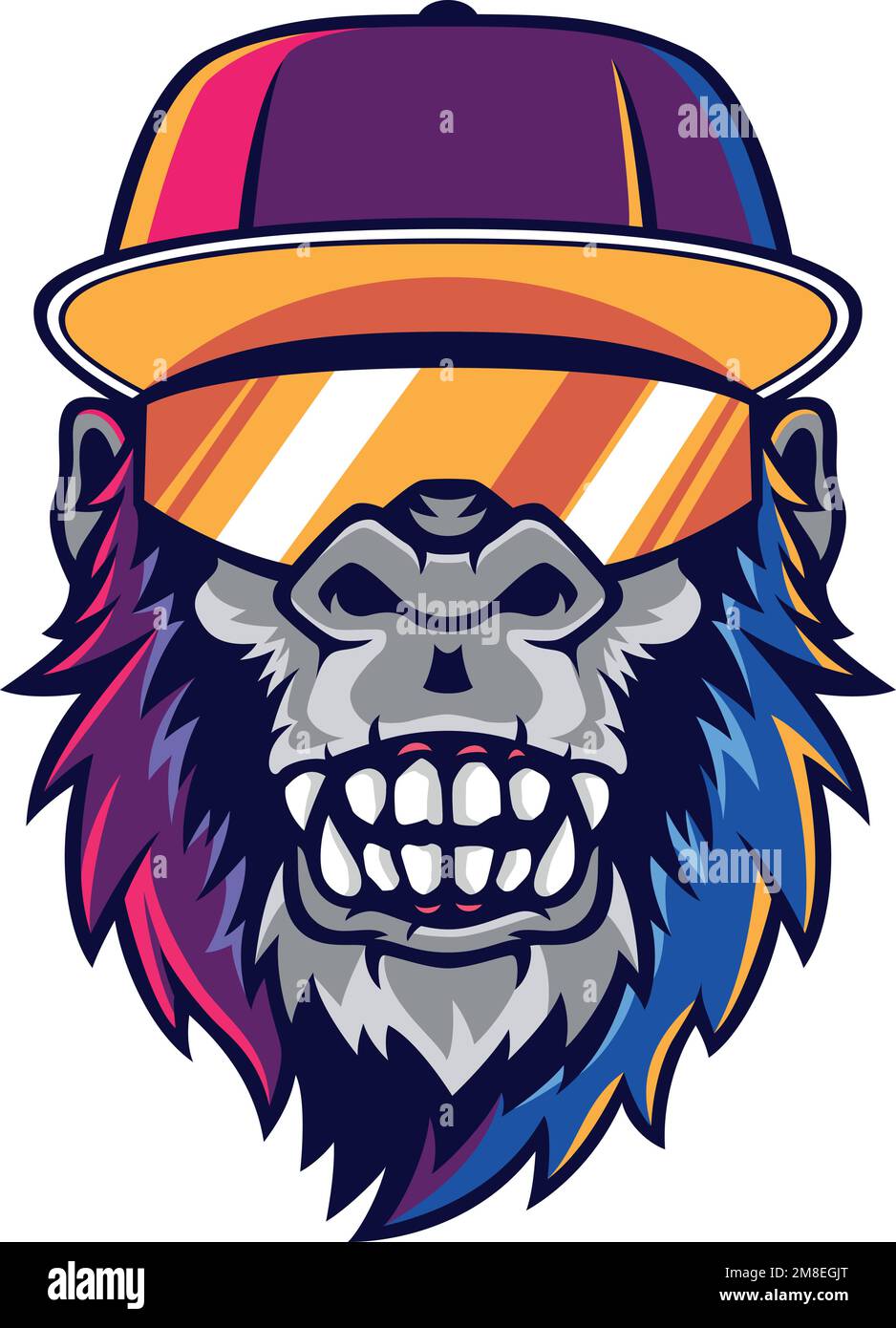 Gorilla Head Wearing Cap and Sunglasses Stock Vector Image & Art - Alamy