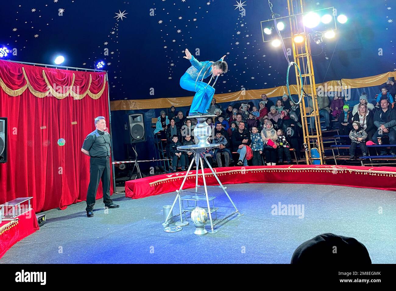 Russian federation. Feningrad region, Murino, . Circus performance, New Year's show circus tent ...
