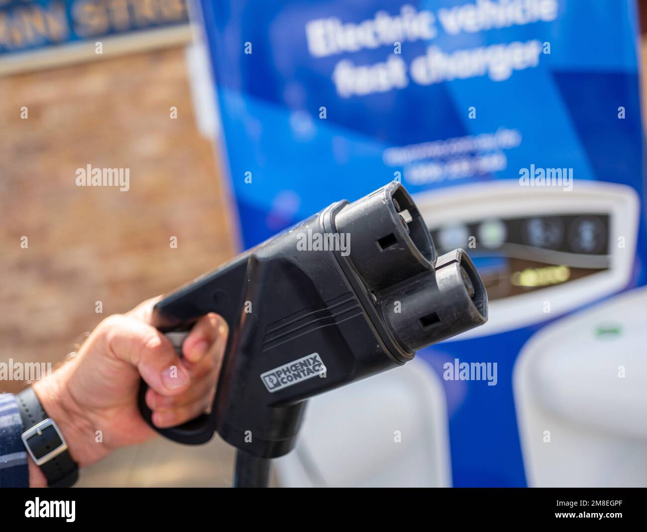 SAE Combo Electric charging plug at the NRMA charging point at Glen ...