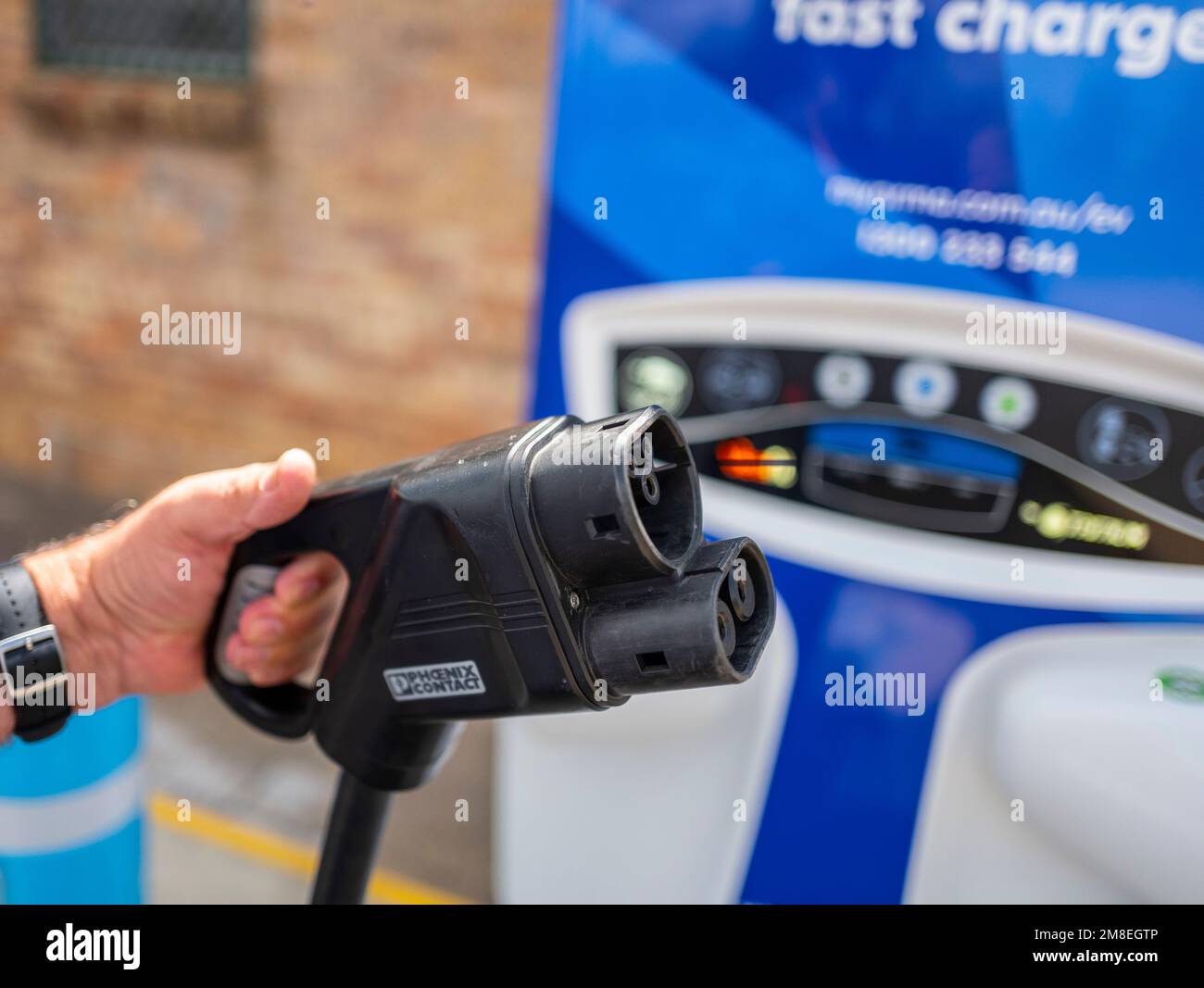 SAE Combo Electric charging plug at the NRMA charging point at Glen ...