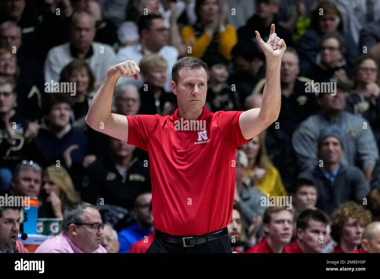 Nebraska head coach Fred Hoiberg gestures on the sideline during the ...