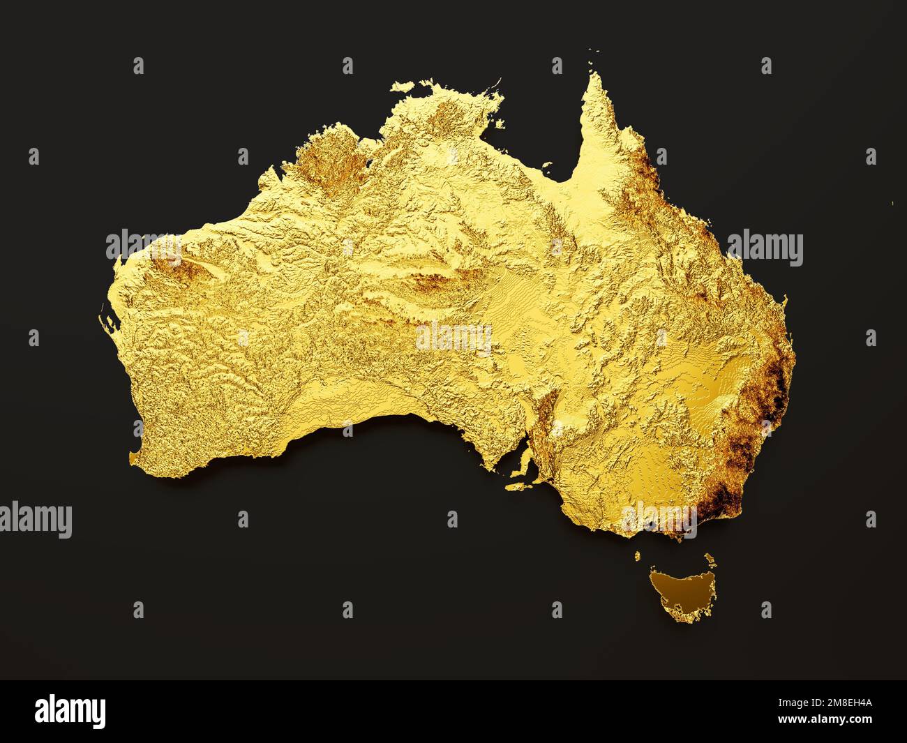An illustrated golden design of the map of Australia on a dark ...