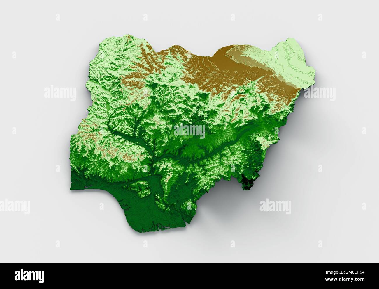 An illustrated green design of the map of Nigeria on a white background ...