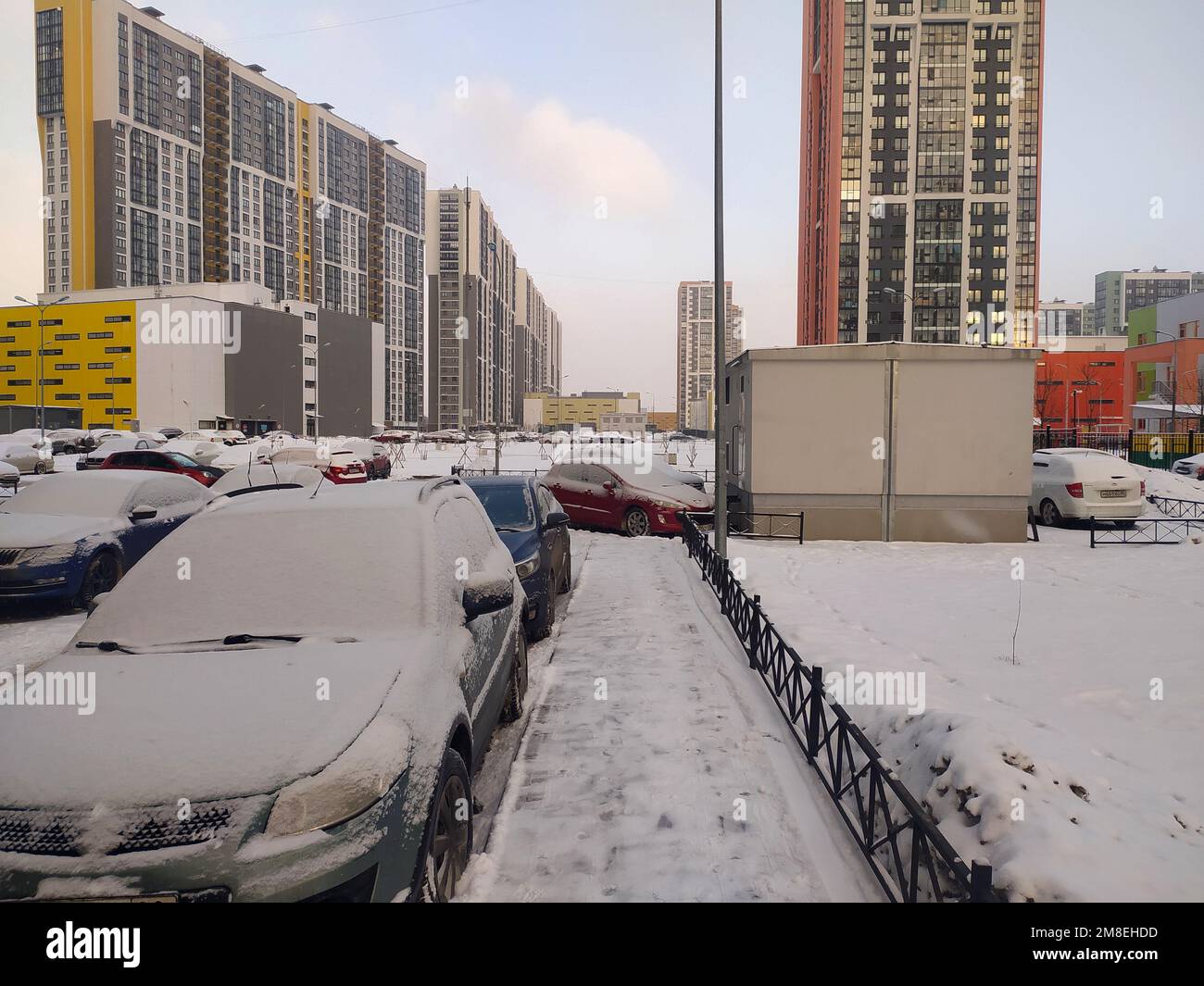 Russian Federation. Saint Petersburg. January 2023. Cars were covered ...