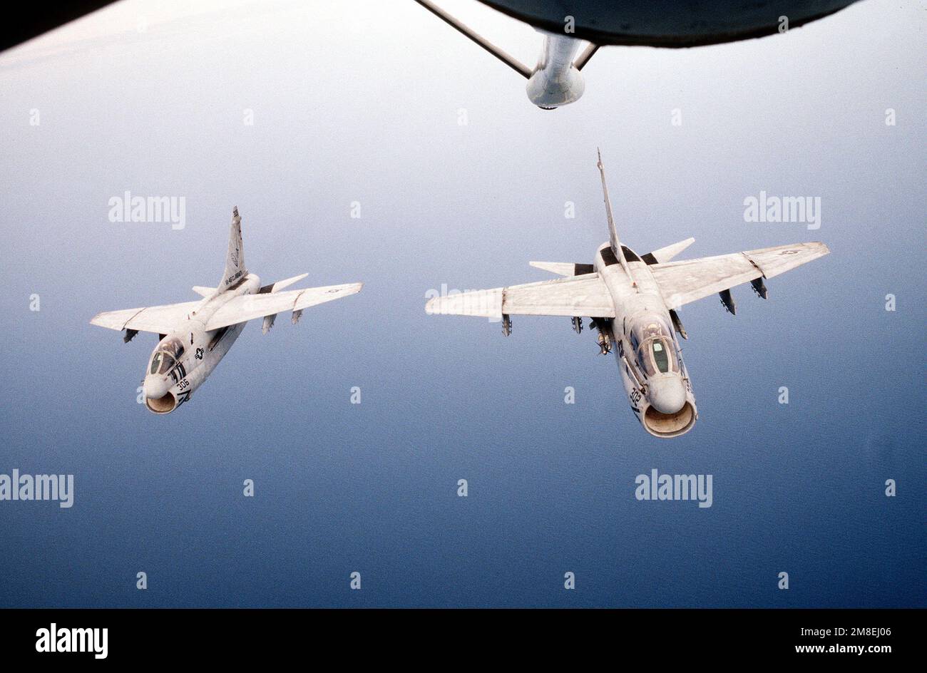 Attack Squadron 46 (VA-46) A-7E Corsair II aircraft fly near the ...