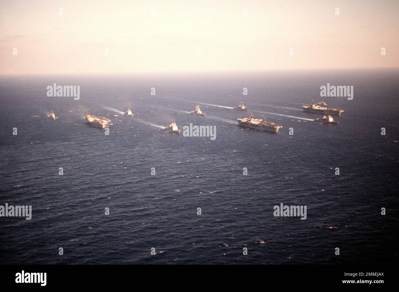 Ten ships of Task Force 155 gather during Operation Desert Storm. They ...