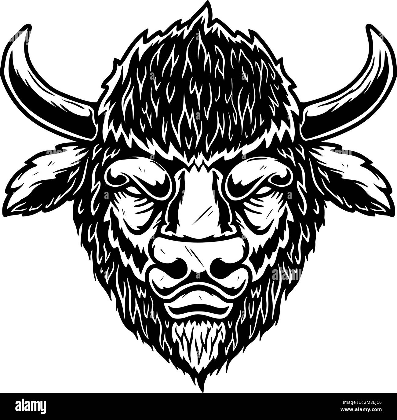 Illustration of wild bison. Design element for logo, label, sign ...