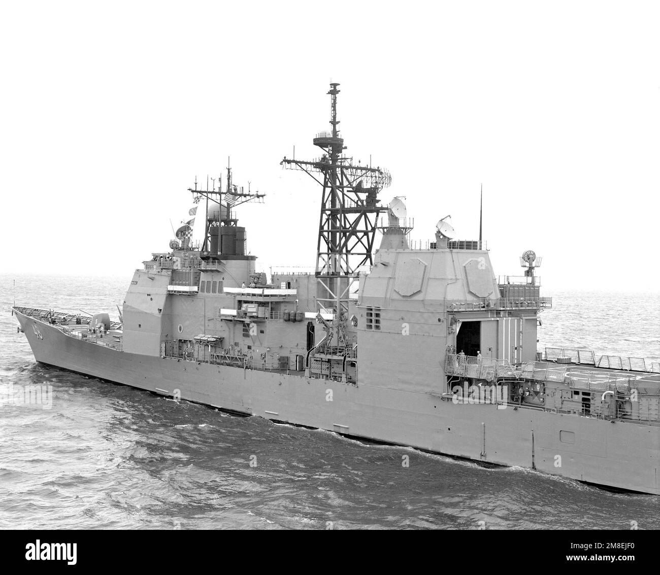 A port view of the guided missile cruiser USS YORKTOWN (CG 48) underway ...