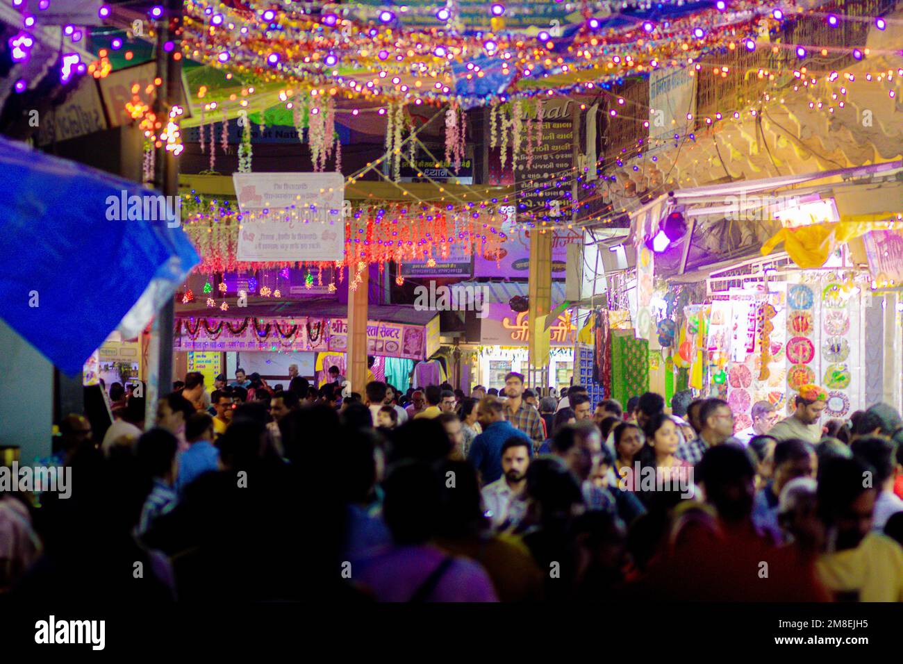 A picture of people during the Diwali festival in Nathdwara, Rajasthan ...