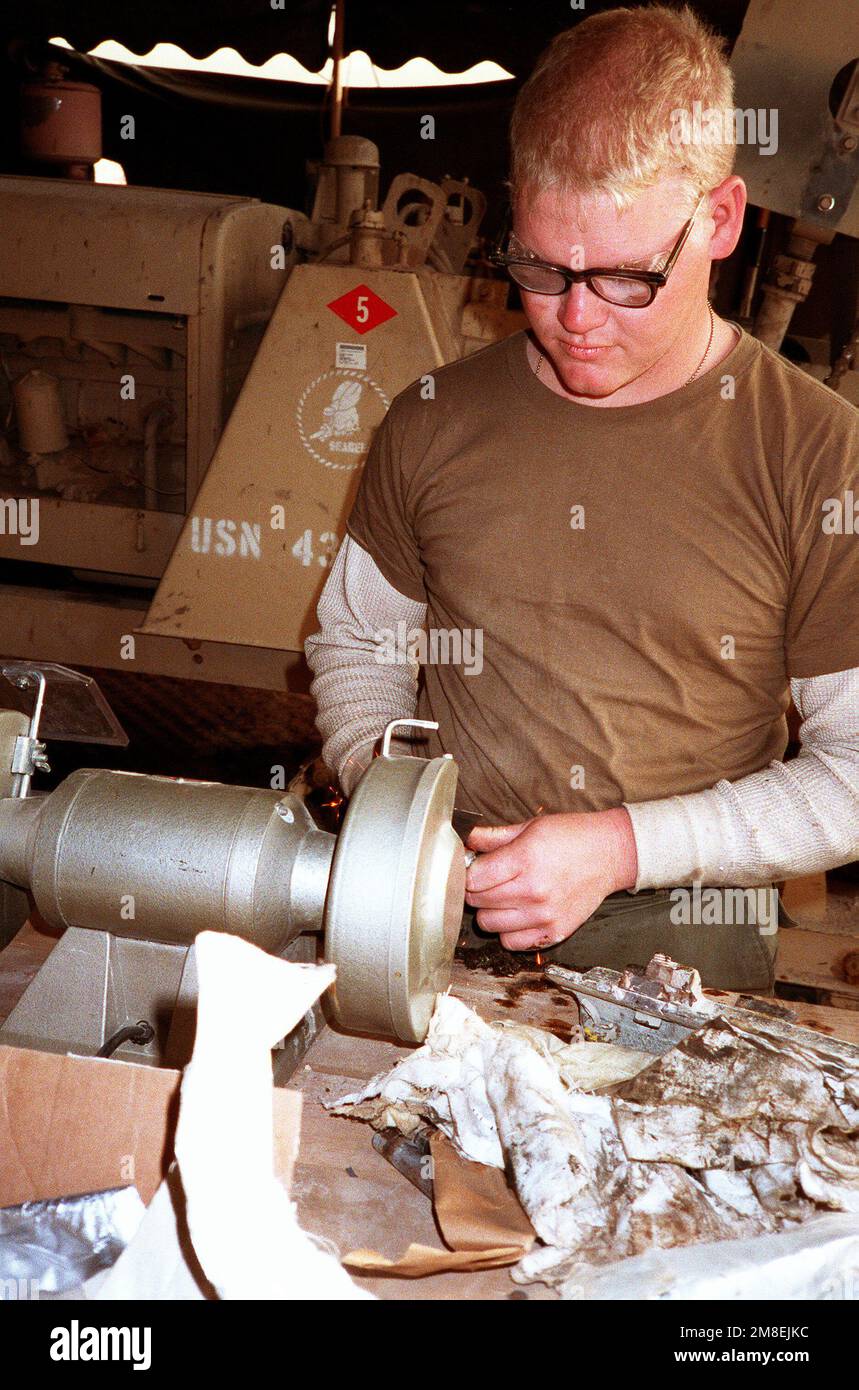 Timothy Lamm, a Seabee with Naval Mobile Construction Battalion 5 (NMCB ...