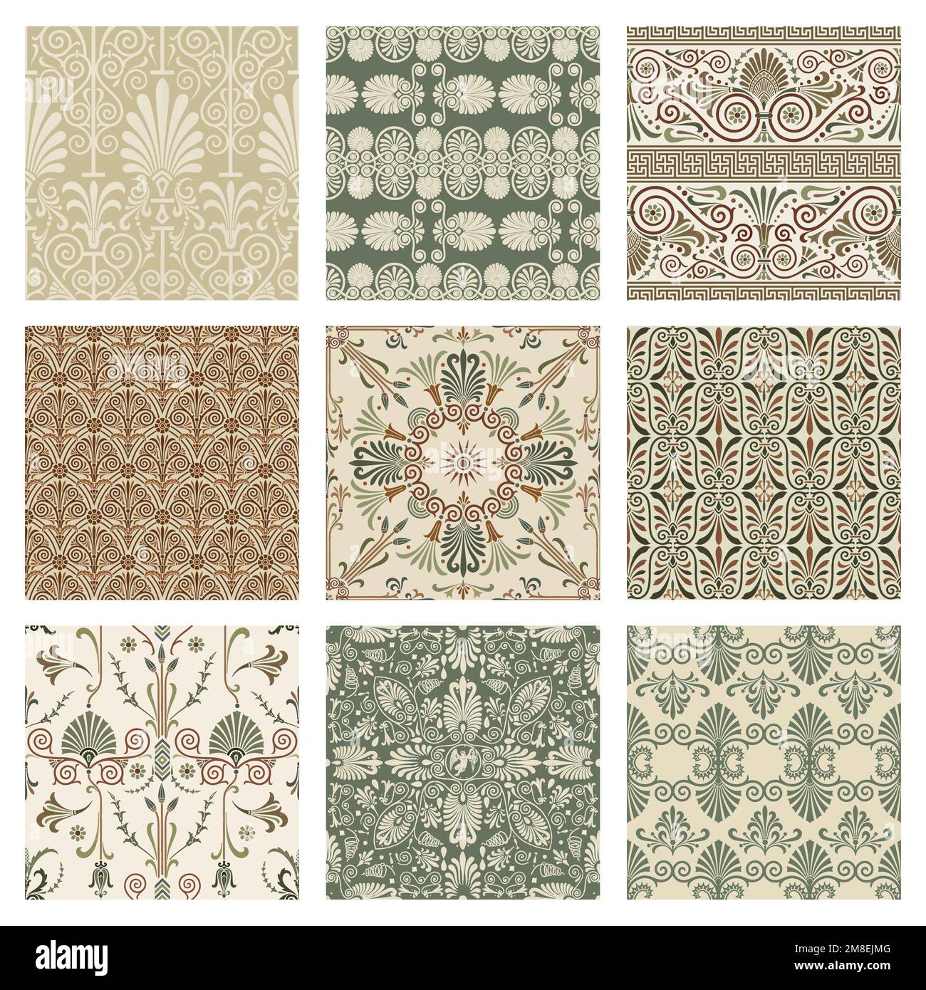 Greek key seamless pattern background vector set Stock Vector Image ...