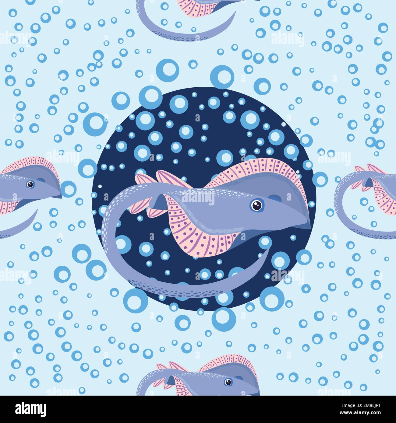 Stingray, Batomorphi sea life, fish, animals bright seamless pattern ...