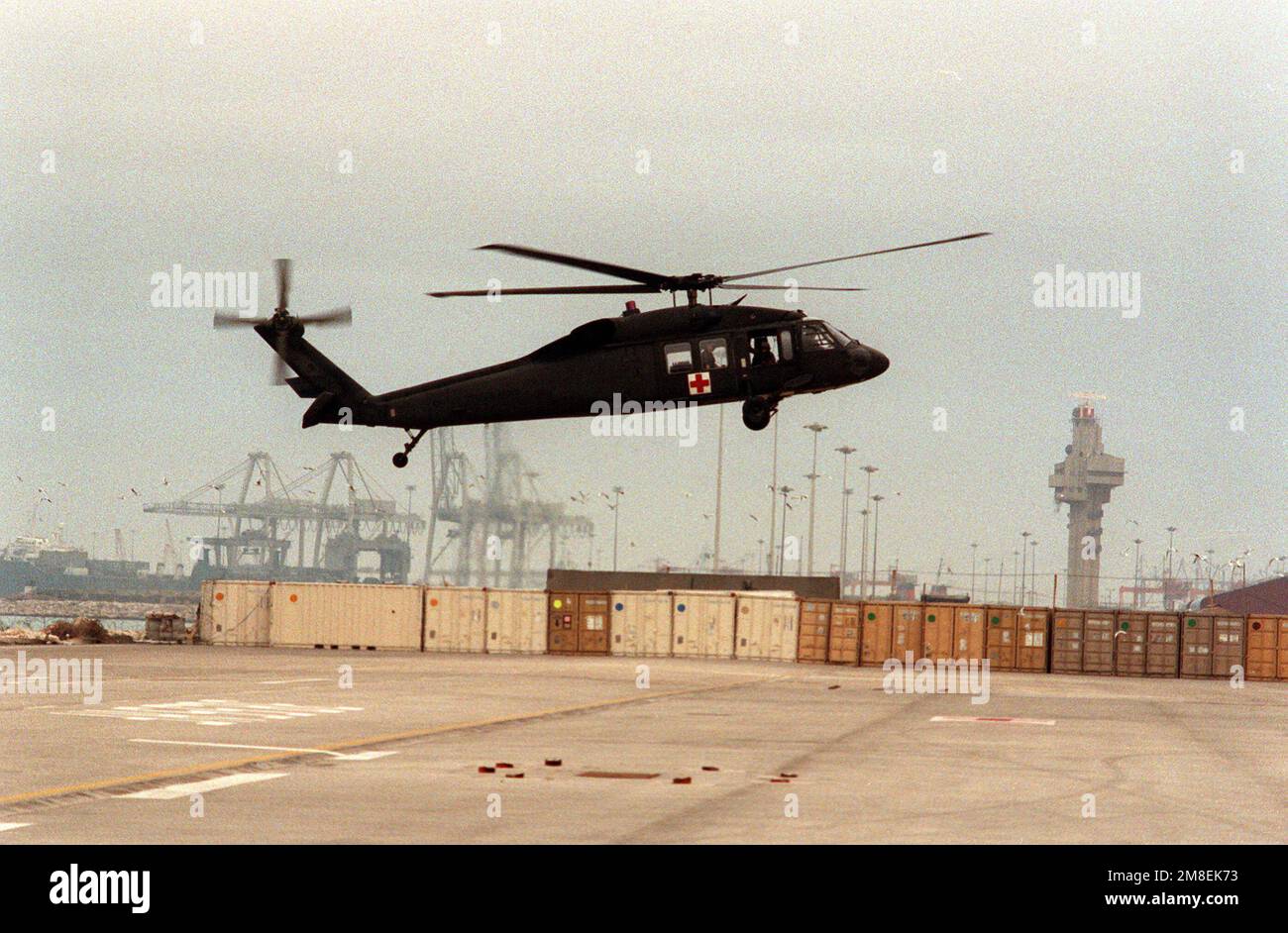An Army UH-60A Black Hawk (Blackhawk) helicopter lifts off from the ...