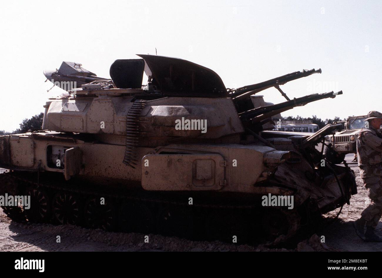 A right side view of an Iraqi ZSU-23-4 self-propelled 23mm anti ...