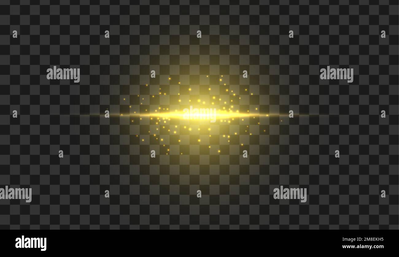 Golden glowing light. Gold glow flash with sparcle. Vector sunrise ...