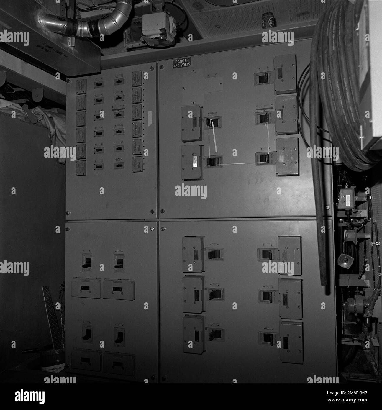 The interior communications and gyro room No. 2 aboard the guided ...