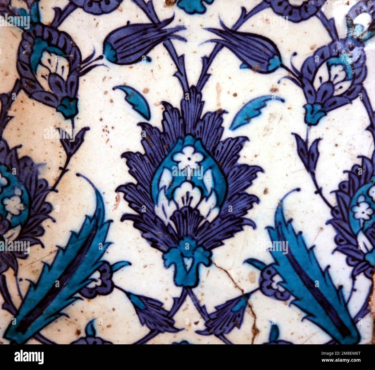 Classic blue and white Iznik tile on the Ayub al-Ansari shrine, Eyup ...