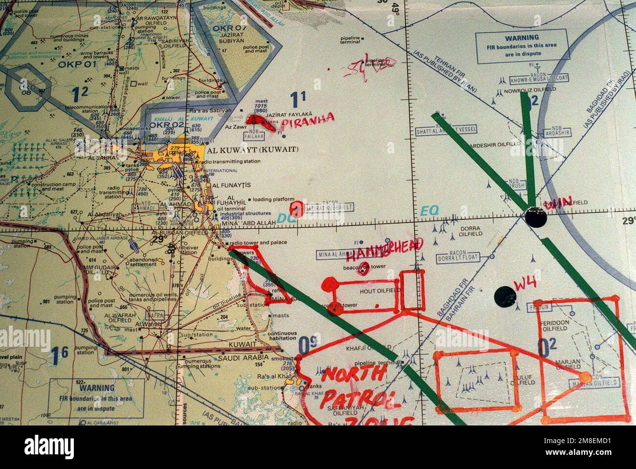 A close-up view of a map hanging in the Fighter Squadron 41 (VF-41 ...