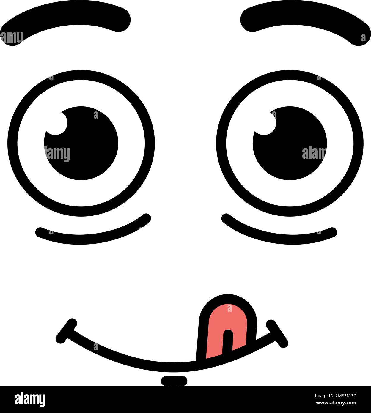 Yummy face with licked tongue. Tasty expression doodle Stock Vector ...