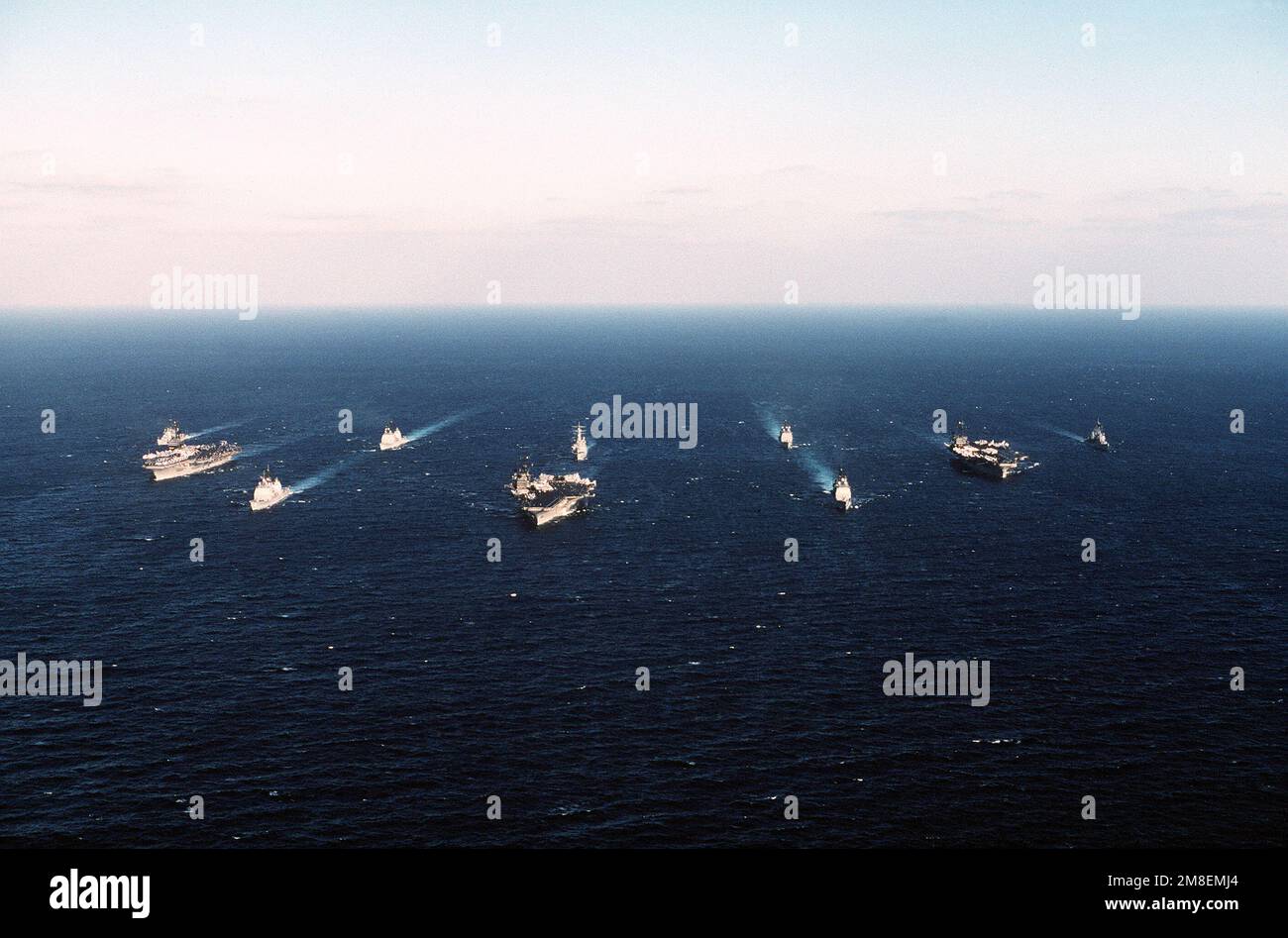 Ten ships of Task Force 155 gather during Operation Desert Storm. They ...