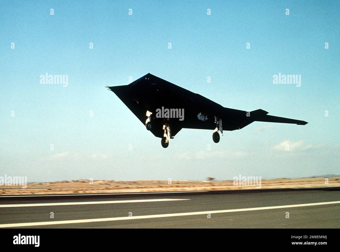 A 37th Tactical Fighter Wing F-117 Stealth Fighter Aircraft takes off ...