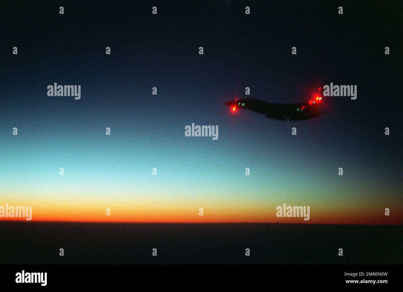 Marker lights on the nose and tail of a Fighter Squadron 41 (VF-41) F ...