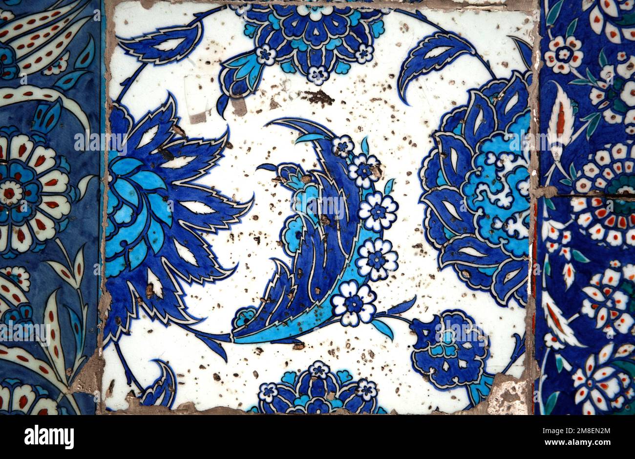 Tile in the mausoleum of Ayab -Al Ansari in the Eyup Mosque complex ...