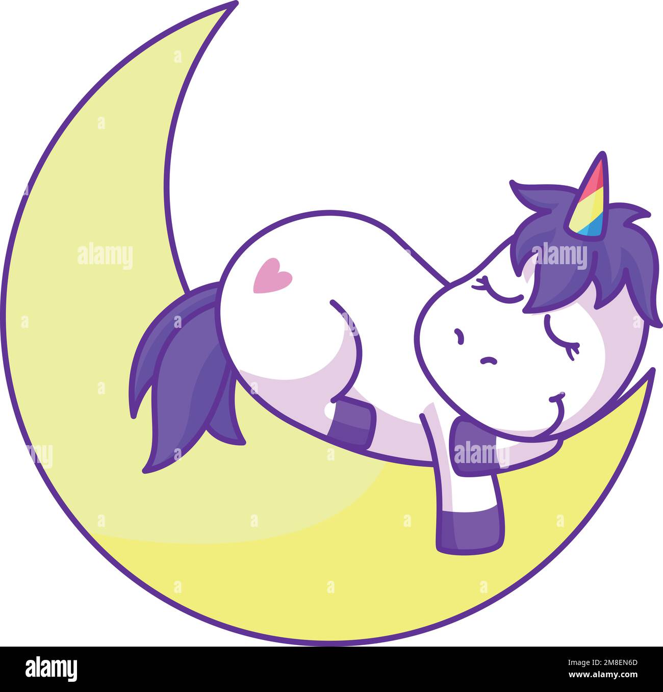 Unicorn sleep on crescent moon. Fantasy dream creature Stock Vector ...