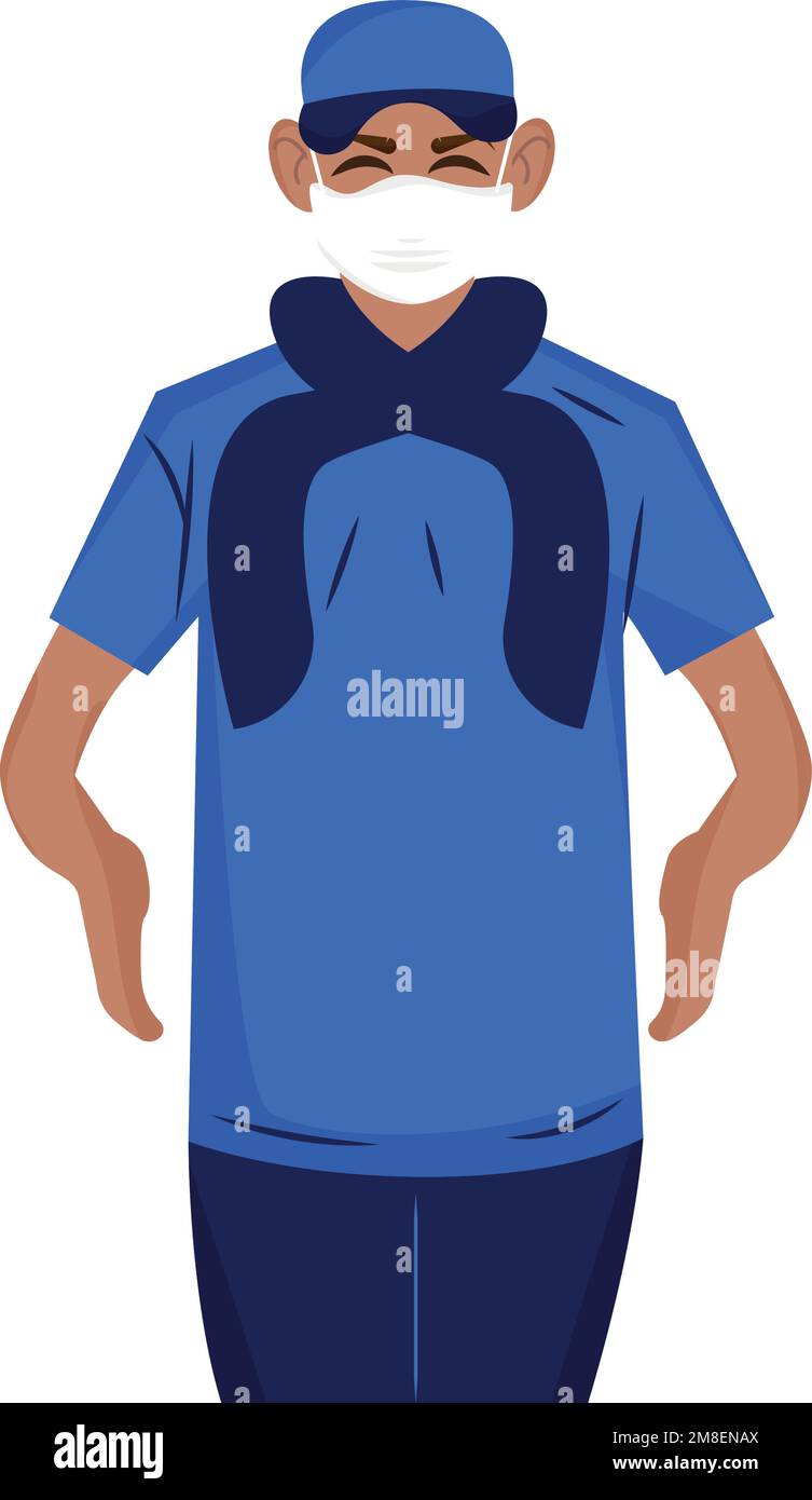 Isolated cute male character cartoon with mask Vector Stock Vector ...