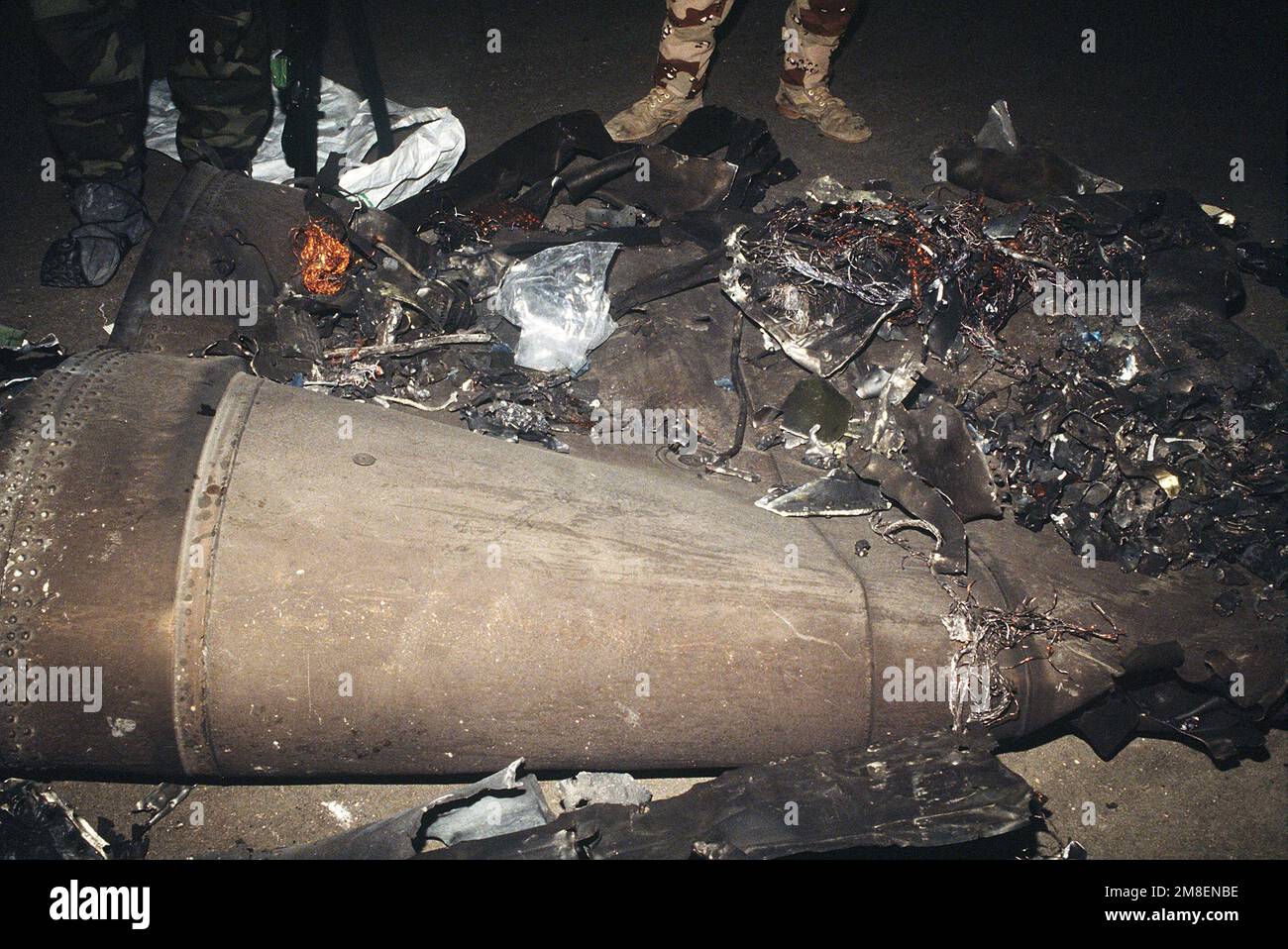 A close-up view of an Iraqi Scud missile after it was shot down by an ...