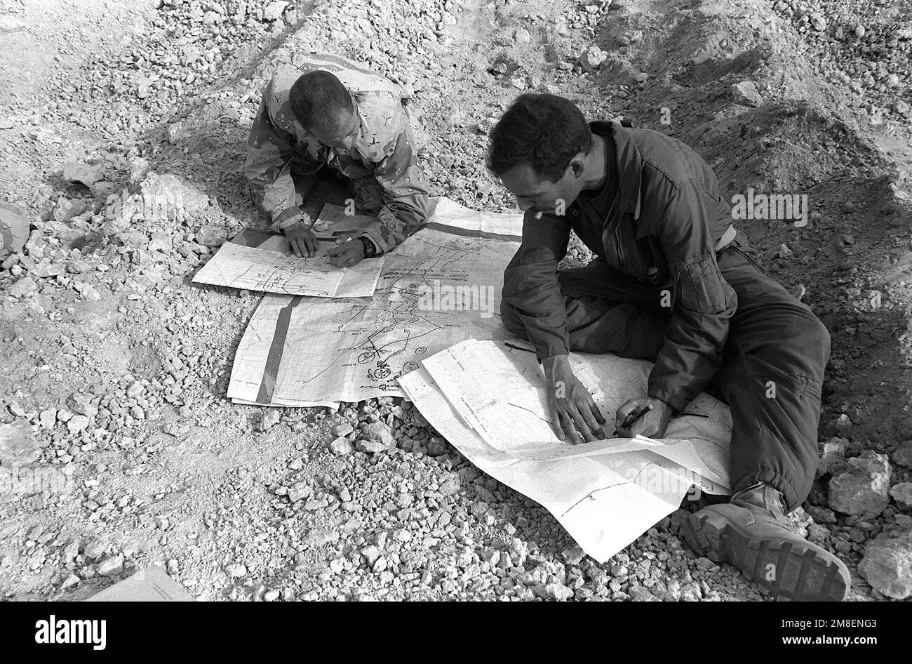 Members of the 3rd Tank Battalion, 1ST Marine Division, review plans ...