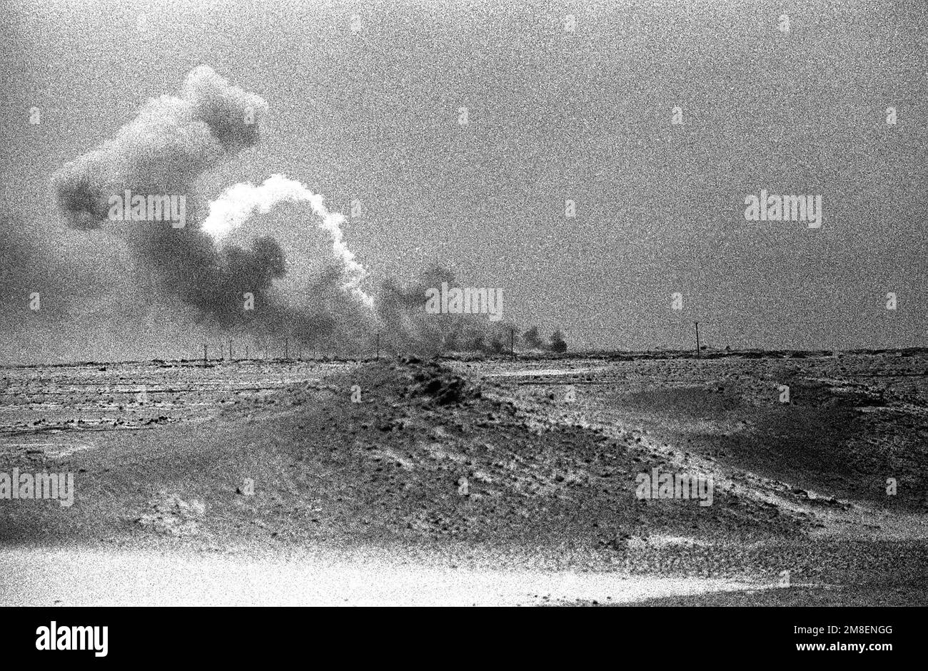 Smoke From A Burning Oil Well Blows Across The Horizon During Operation Desert Storm Subject