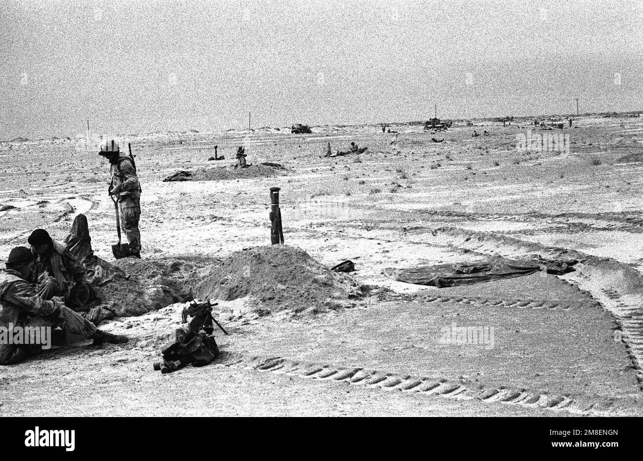 Marines of the 1ST Marine Division prepare defensive fighting positions ...