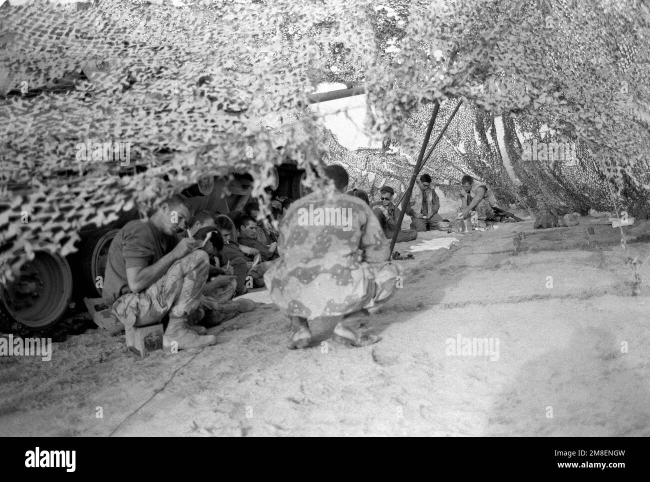 Members of the 3rd Tank Battalion, 1ST Marine Division, review plans ...