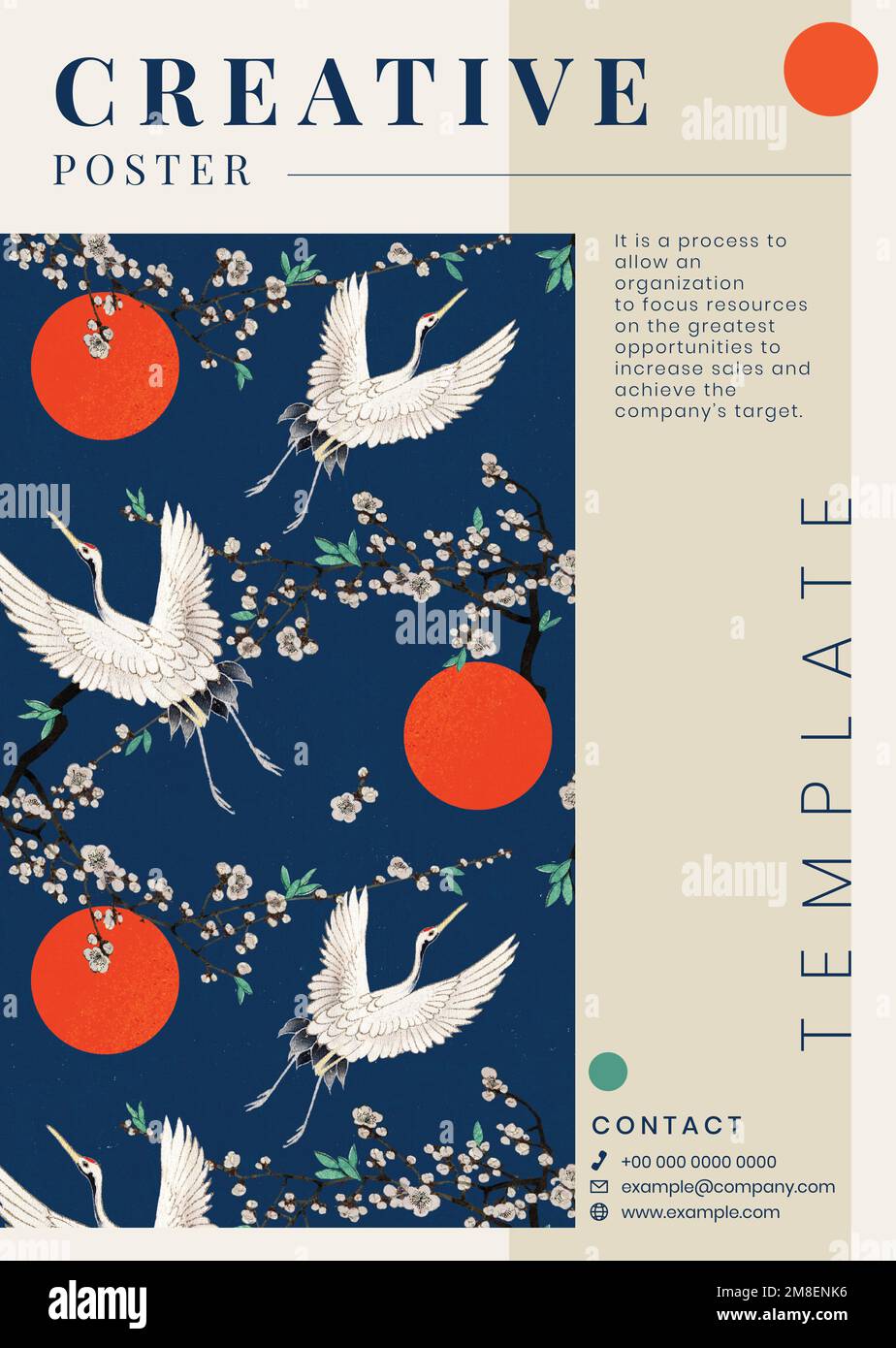 Japanese style vector poster editable template, remix of artwork by ...