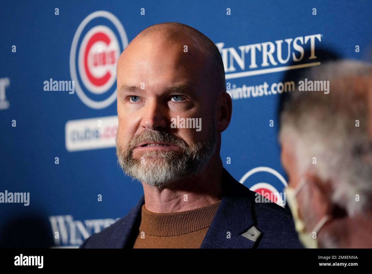 Chicago Cubs manager David Ross speaks to reporters on the opening day ...