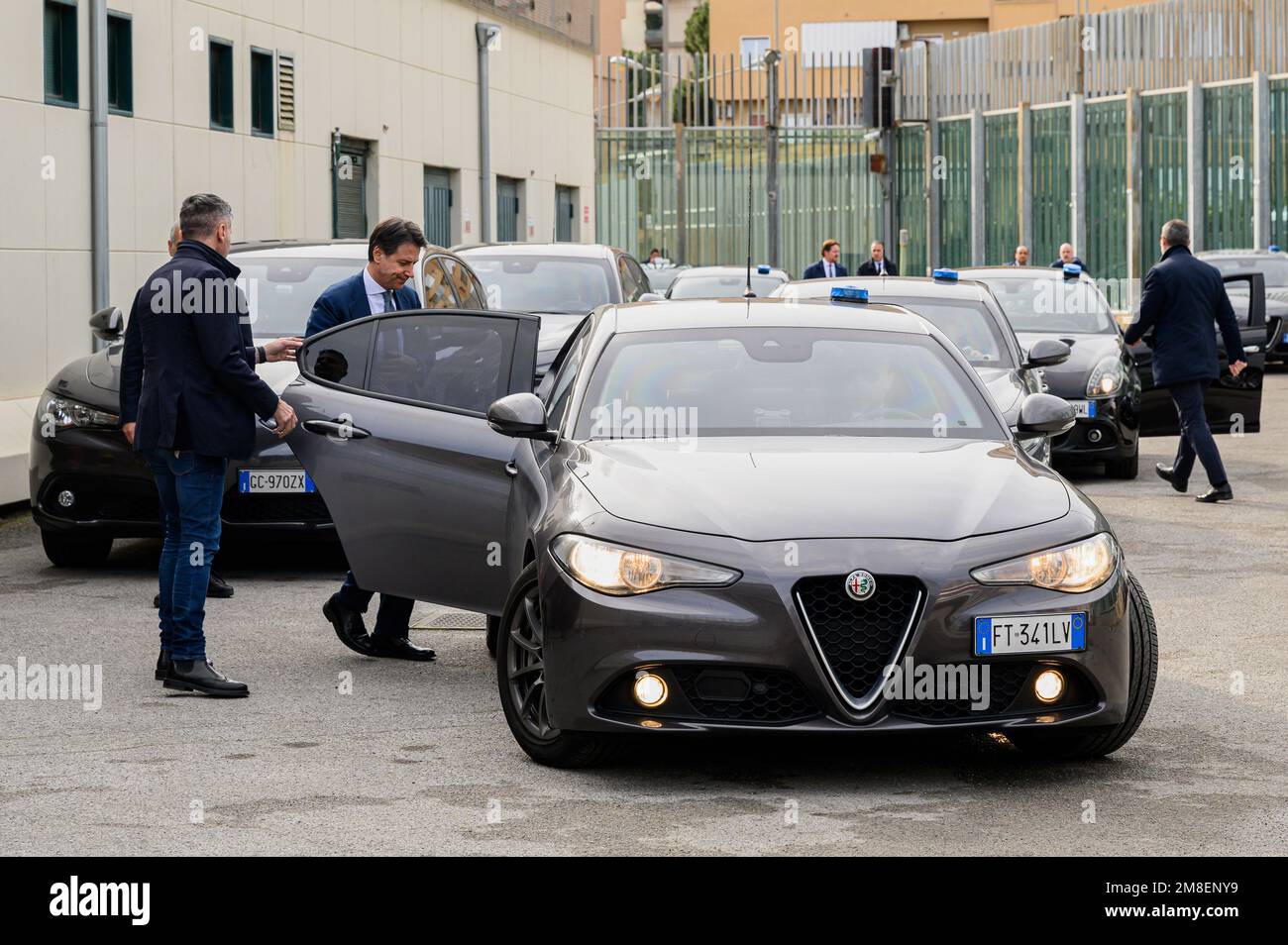 Giuseppe Conte (L2), leader of M5S, seen leaving the Ucciardone jail ...